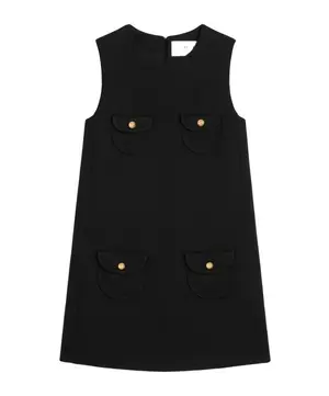 CELINE Trapeze Mini Dress In Double Faced Wool Tricotine