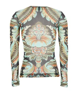 Etro Meshed Long-sleeved Printed Top