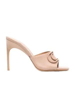 Off-White Pop Paperclip 100m Leather Mules - Nude