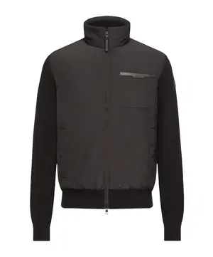 Moncler Wool Cashmere Padded Zip-up Cardigan - Black