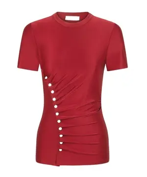 Rabanne Draped Jersey T-shirt With Snap Closure