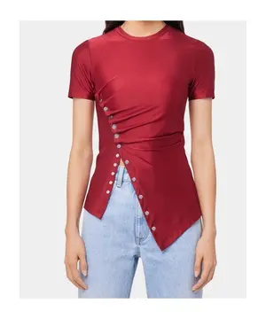 Rabanne Draped Jersey T-shirt With Snap Closure