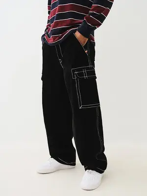 True Religion Velvet Big T Cargo Baggy Pants