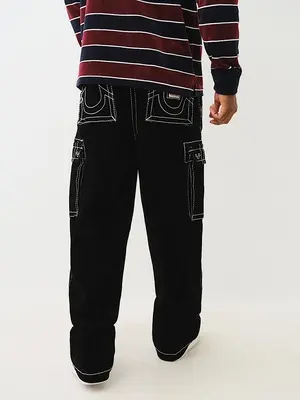 True Religion Velvet Big T Cargo Baggy Pants