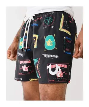 True Religion Holiday Printed Wide Leg Shorts