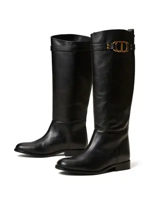 TWINSET Oval T Leather Boots