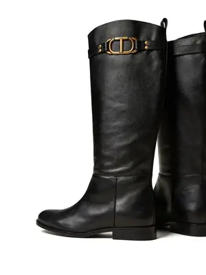 TWINSET Oval T Leather Boots