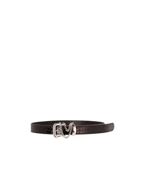 Alessandra Rich Crocodile-effect Chain-detail Belt - Black