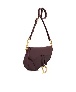 Dior Medium Saddle Bag With Strap - Plum Color