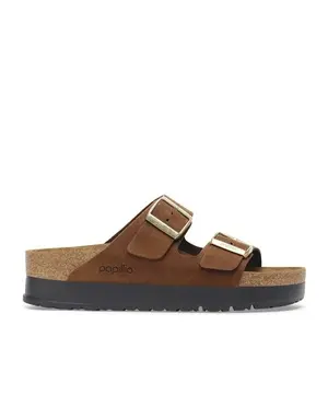 BIRKENSTOCK Arizona Pap Flex Platform Sandals With Buckle Detail - Dark Tea