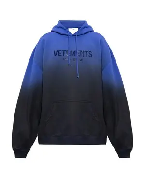 Vetements Logo-print Faded-effect Hoodie - Black