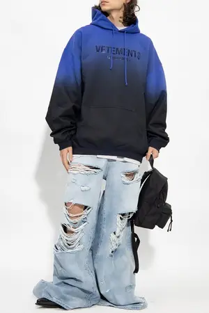 Vetements Logo-print Faded-effect Hoodie