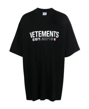 Vetements Logo Printed Crewneck T-shirt - Black