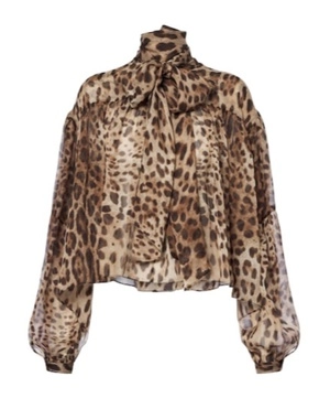 Dolce & Gabbana Leopard-print Tie-neck Silk Blouse
