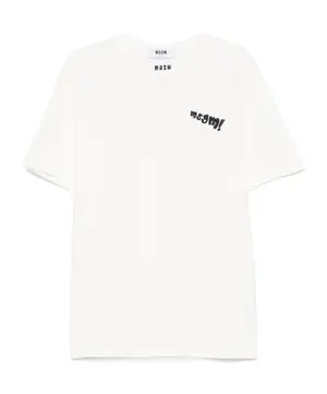 MSGM Logo Embroidered Jersey T-shirt - White