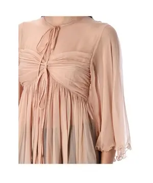 Chloé Pleated Tulle Top - Soft Peach