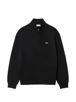 Lacoste Half-zip Logo-patch Sweater - Black