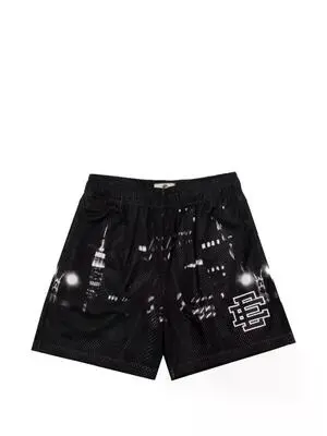 ERIC EMANUEL Ee Skyline-print Mesh Shorts - Black