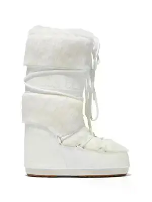 Moon Boot Icon Faux-fur Lace-up Boots - White