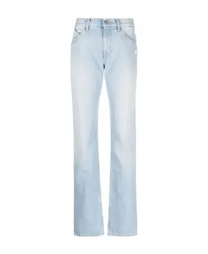 Attico Straight Leg Girlfriend Jeans - White