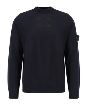 Stone Island Logo-patch Crewneck Jumper - Blue