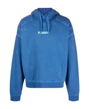 Dsquared2 Logo Printed Long-sleeved Hoodie - Blue