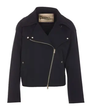 Herno Zip-up Biker Jacket - Black