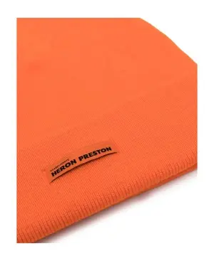 Heron Preston Ribbed Knit Beanie With Logo Tag