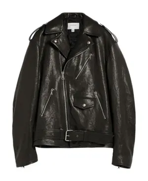 Sportmax Logo Leather Jacket - Black