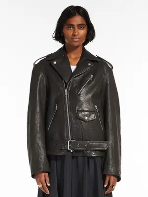 Sportmax Logo Leather Jacket