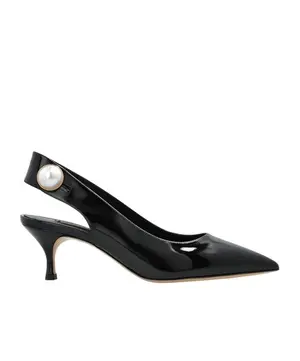 Casadei Pearl Embellished Slingback Pumps - Black