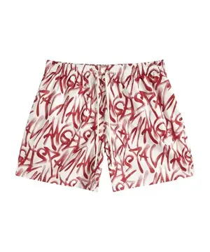 Palm Angels Graffiti Printed Drawstring Swim Shorts - Red