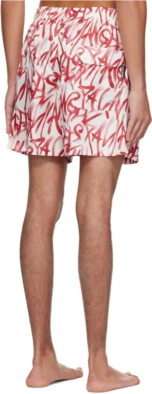 Palm Angels Graffiti Printed Drawstring Swim Shorts