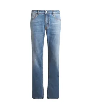 Etro Embroidered Straight Leg Jeans - Blue