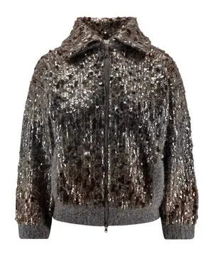 Brunello Cucinelli Sequin Embellished Zip Cardigan
