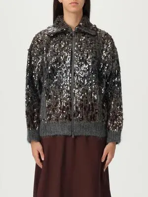 Brunello Cucinelli Sequin Embellished Zip Cardigan - Black