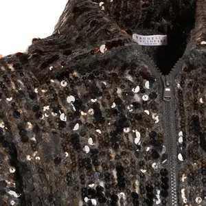 Brunello Cucinelli Sequin Embellished Zip Cardigan - Black