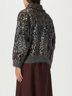 Brunello Cucinelli Sequin Embellished Zip Cardigan - Black