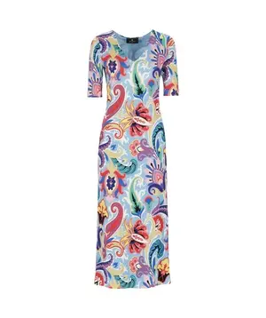 Etro Paisley V-neck Midi Dresse