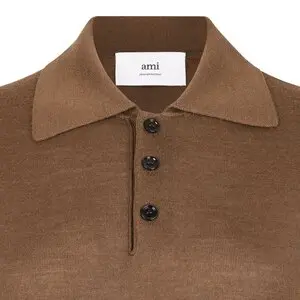 AMI Paris Short Sleeve Knitted Polo Shirt