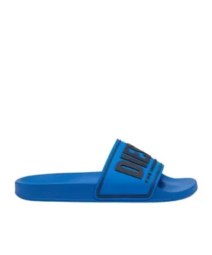 DIESEL® Sa-mayemi Cc Logo Embossed Pool Slides - Blue/black