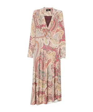 Etro Paisley Printed V-neck Wrap Dress - Nude