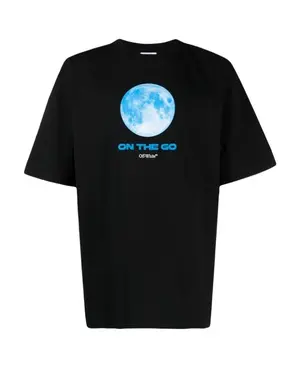 Off-White Moon-print Cotton T-shirt - Black