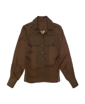 Helmut Lang Long-sleeve Satin-finish Shirt - Brown