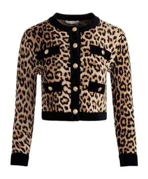 ALICEOLIVIA Alice+olivia Leopard Print Cropped Cardigan