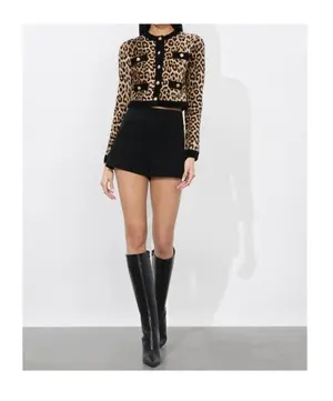 ALICEOLIVIA Alice+olivia Leopard Print Cropped Cardigan