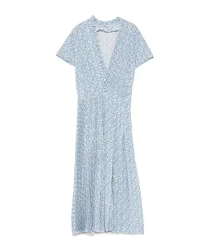 Ermanno Scervino Floral Pleated Midi Dress - Blue