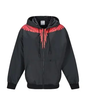 MARCELO BURLON COUNTY OF MILAN Icon Wings Printed Zip-up Hooded Jacket - Black
