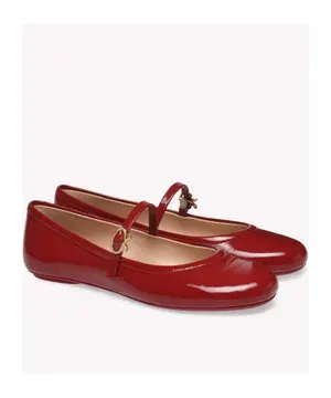 GIANVITO ROSSI Carla Buckle-strap Ballerina Flats - Red