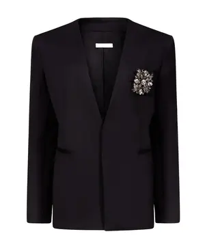 AREA Collarless Suit Jacket - Black